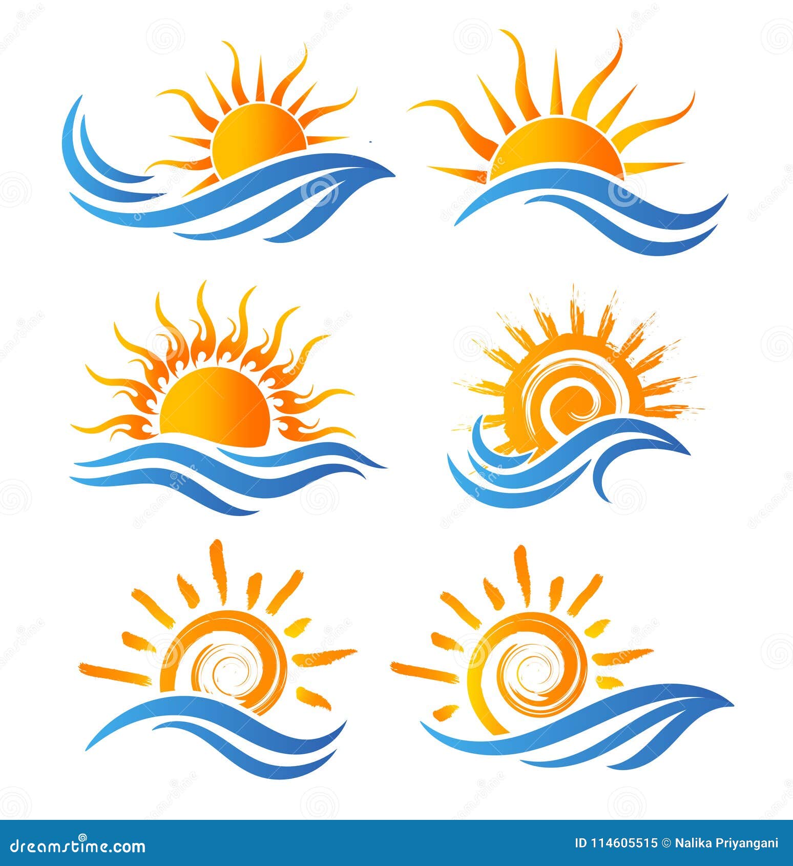 Sun Fun Logo stock vector. Illustration of drawing, blue - 114605515