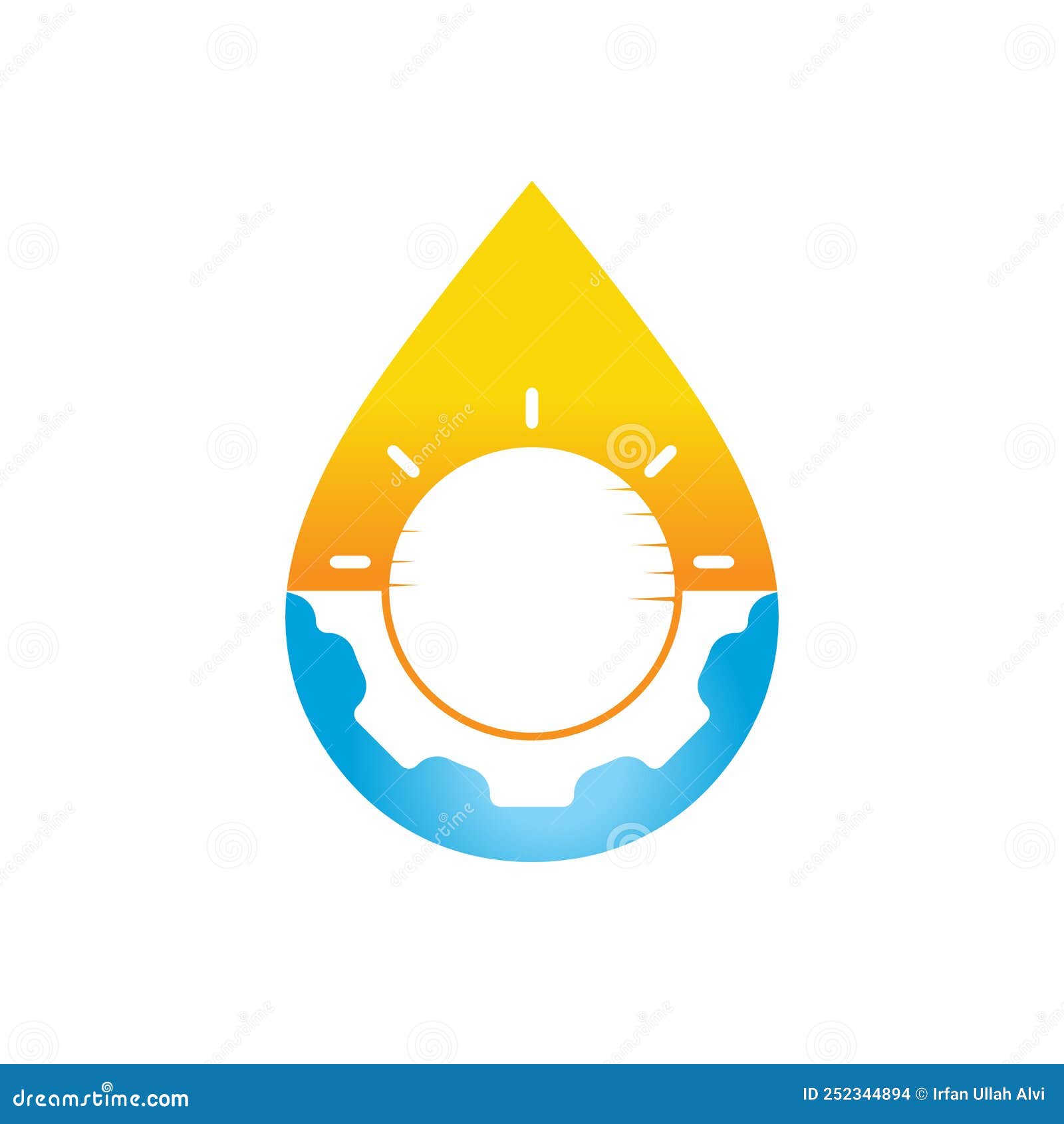 Sun Gear with Water Drop Vector Logo Design. Solar Panel Technology ...