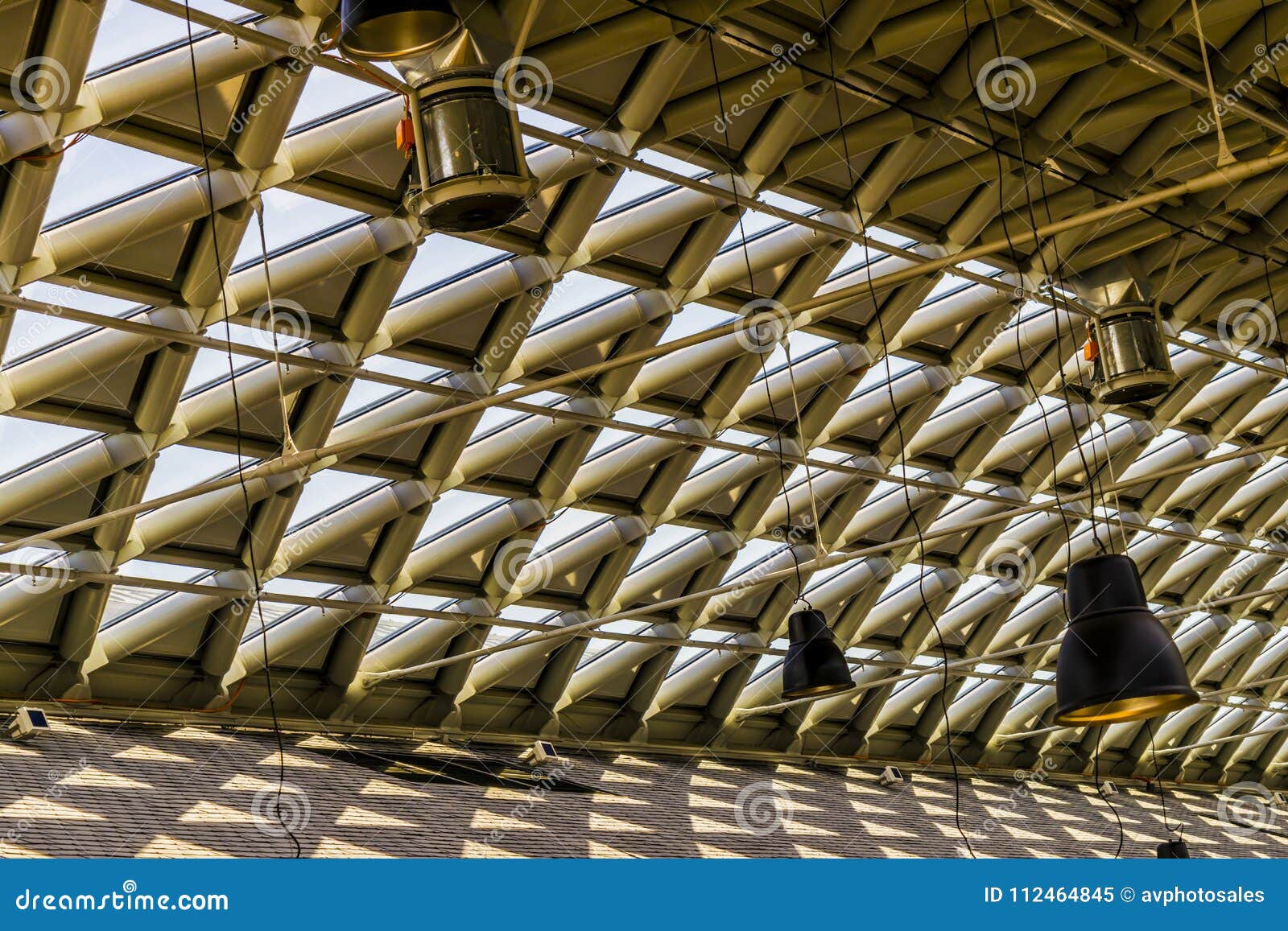 Triangular Skylights on the Ceiling of a Modern Building. Stock Image ...