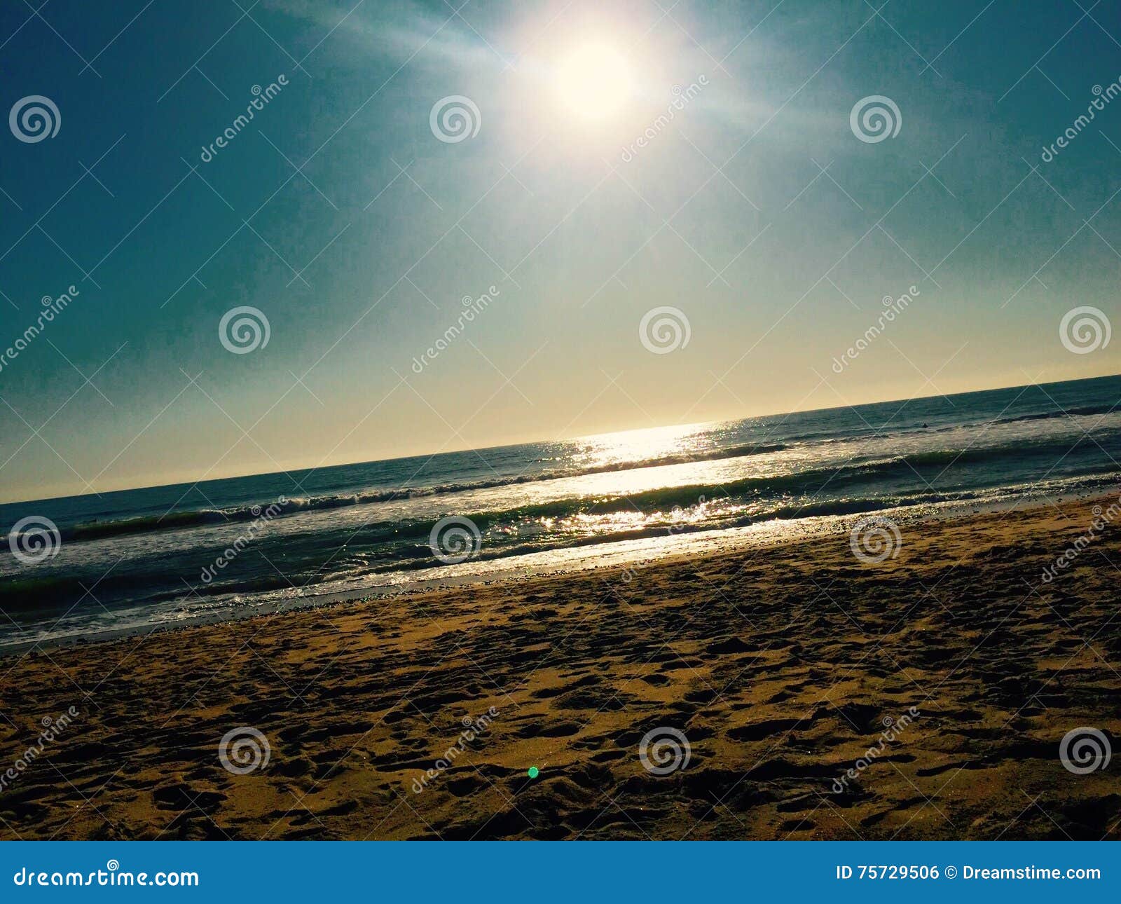 Sun glaring over beach stock photo. Image of glaring - 75729506
