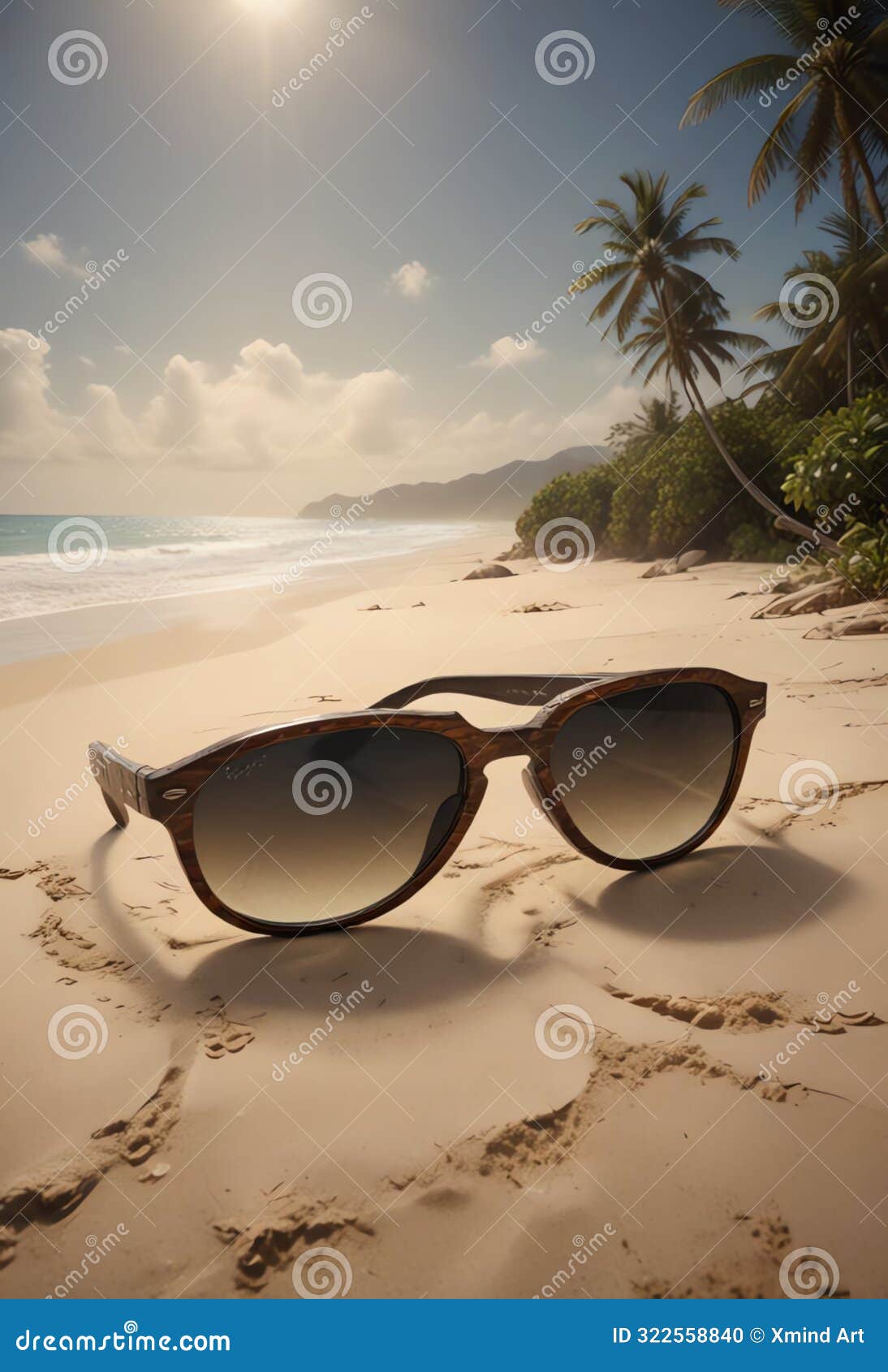 A Sun Glasses on Beach with Summer Atmosphere Stock Illustration ...