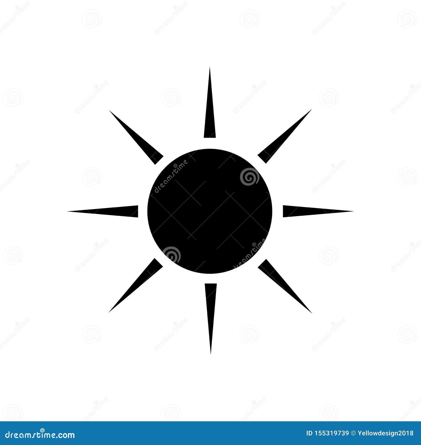 Sun Glyph Icon. Isolated Flat Vector Symbol Illustration on Stock ...