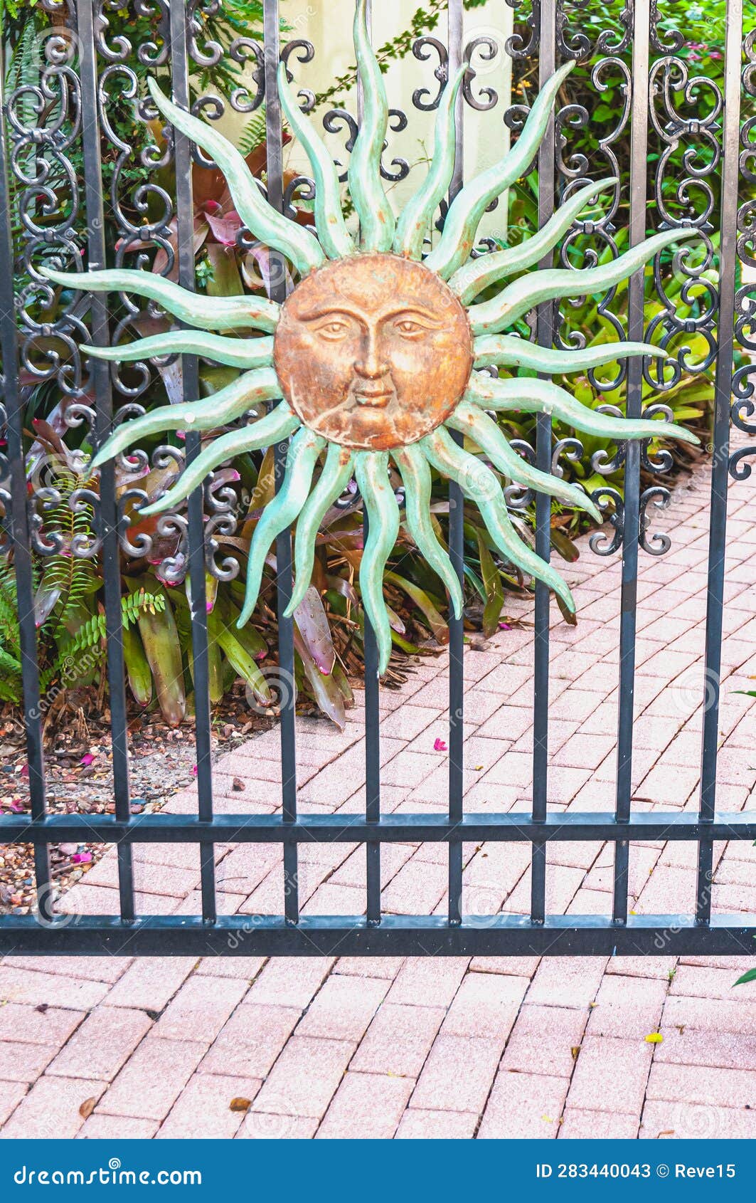 Metal Sun God ,on Iron Gate, Lake Worth, Florida Stock Image - Image of ...