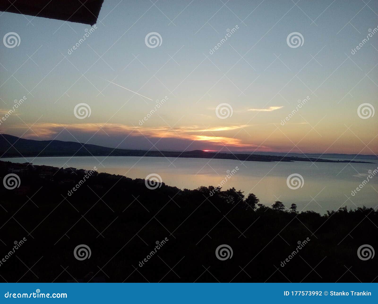 The sun goes down stock photo. Image of dusk, lighting - 177573992