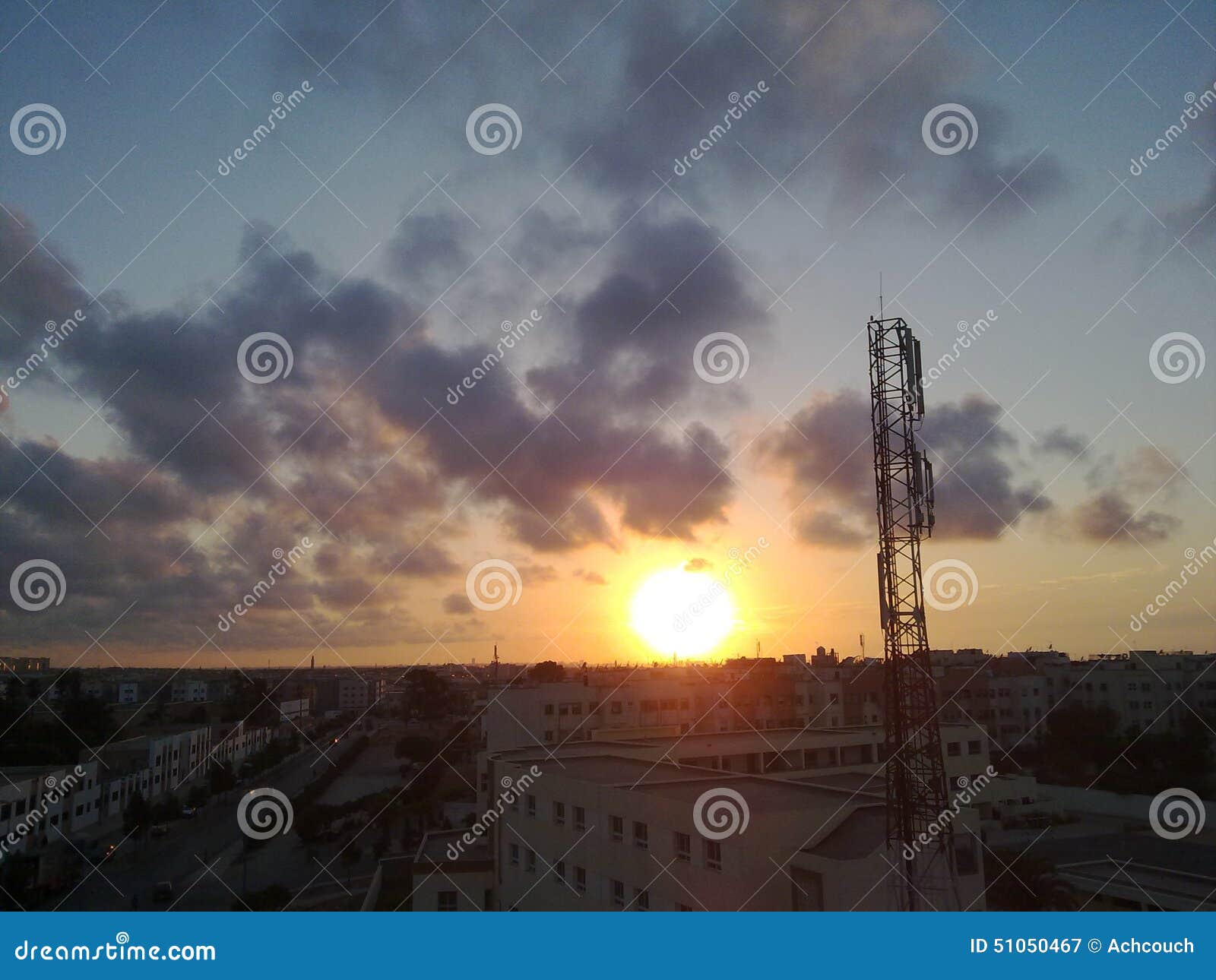 Sun Goes Down stock image. Image of tower, evening, night - 51050467