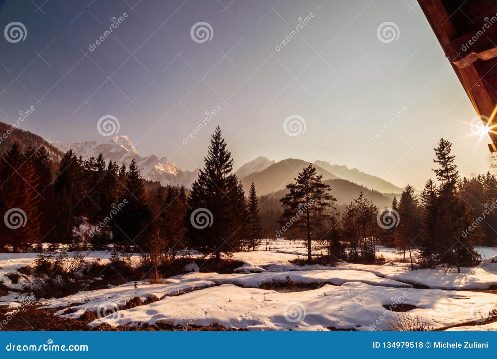 Sun Goes Down on Mangart, Italian Alps Stock Photo - Image of panorama ...