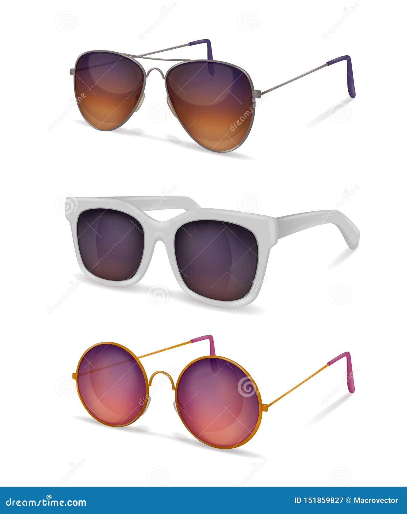 Sun Goggles Realistic Set stock vector. Illustration of optical - 151859827
