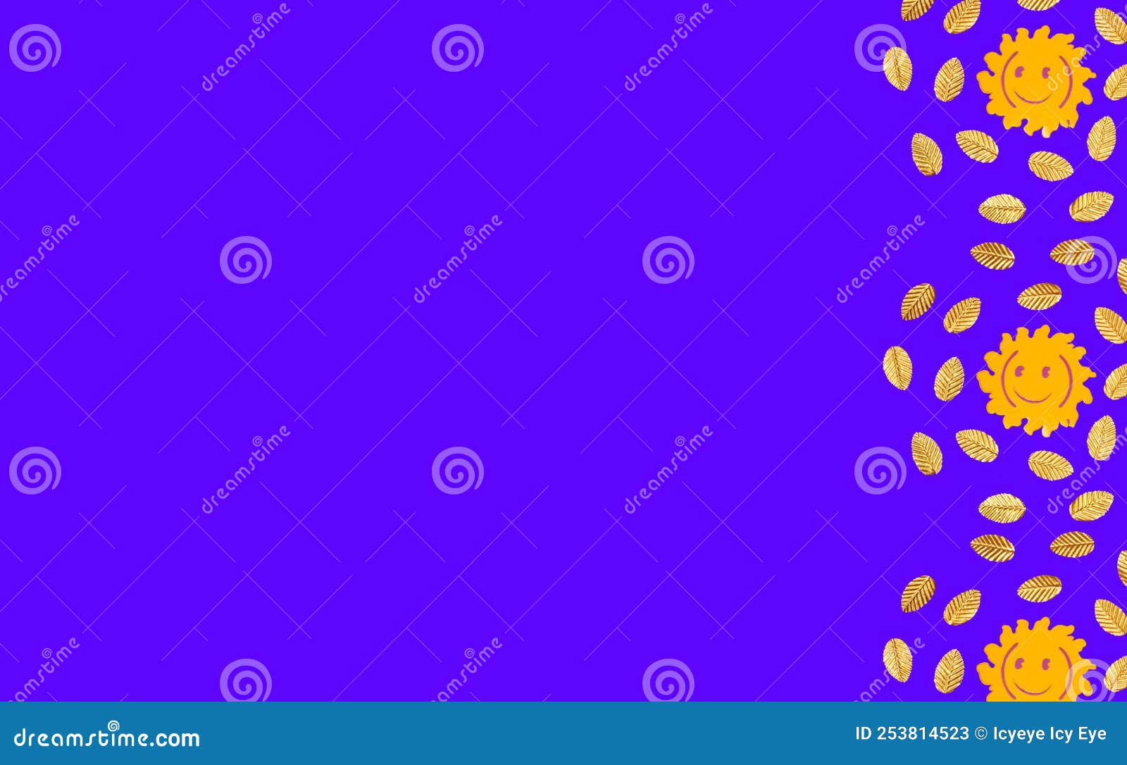 Sun with Golden Leaf Rays on the Right Side of the Background Next To ...