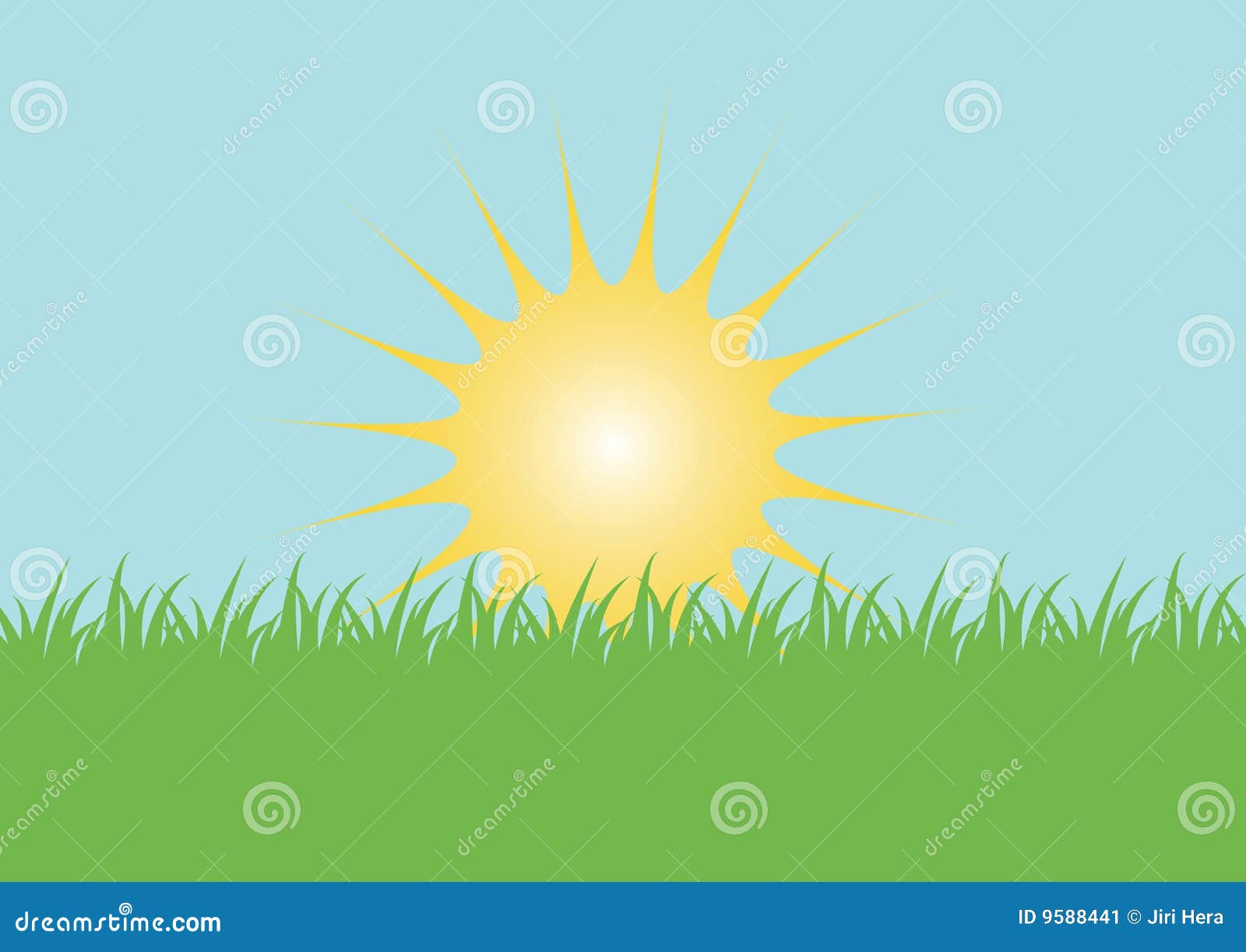 Sun and grass stock vector. Illustration of light, abstract - 9588441
