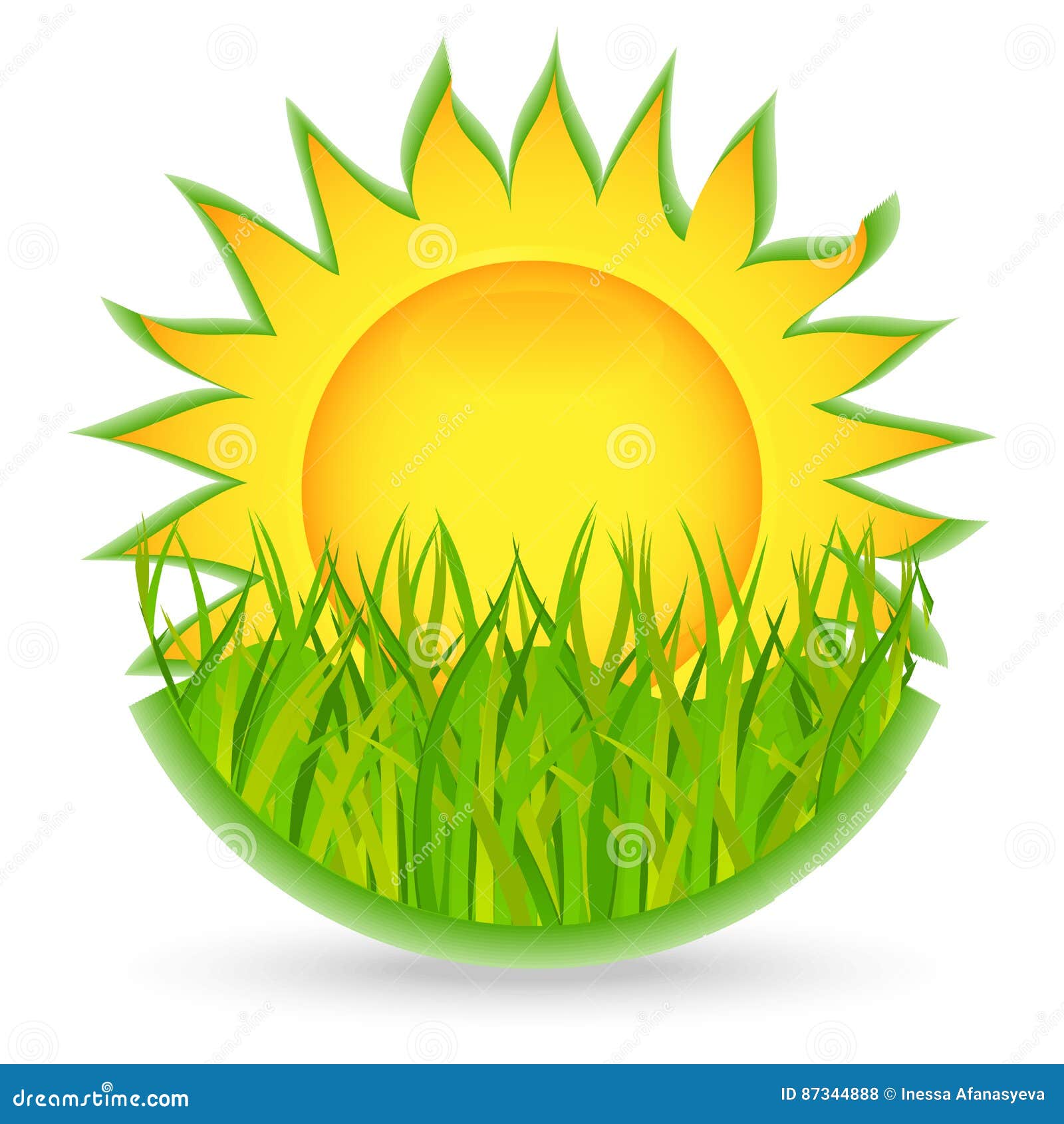 Sun and grass. icon stock vector. Illustration of nature - 87344888