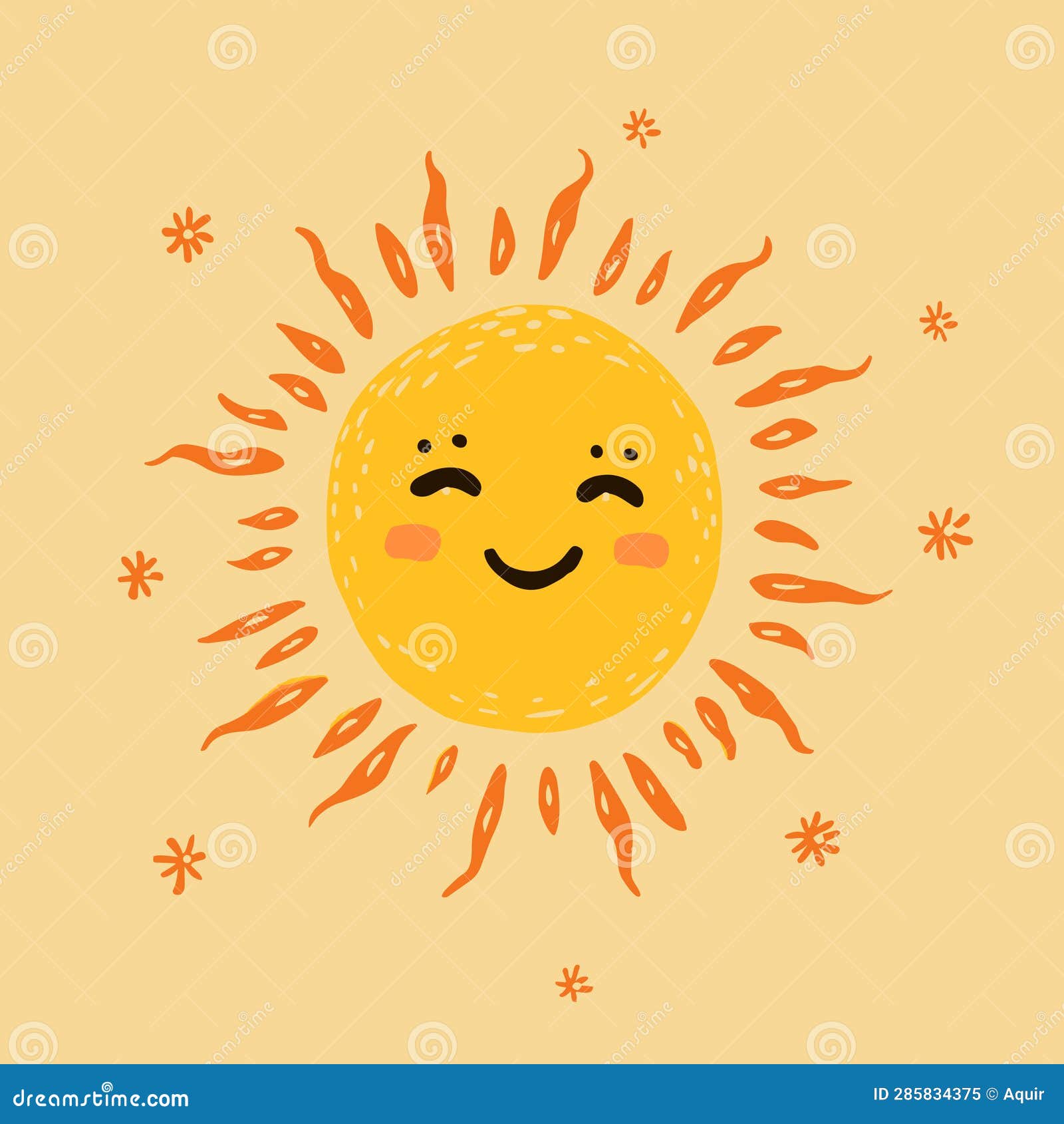 Sun Hand-drawn Comic Illustration. Sun. Vector Doodle Style Cartoon ...