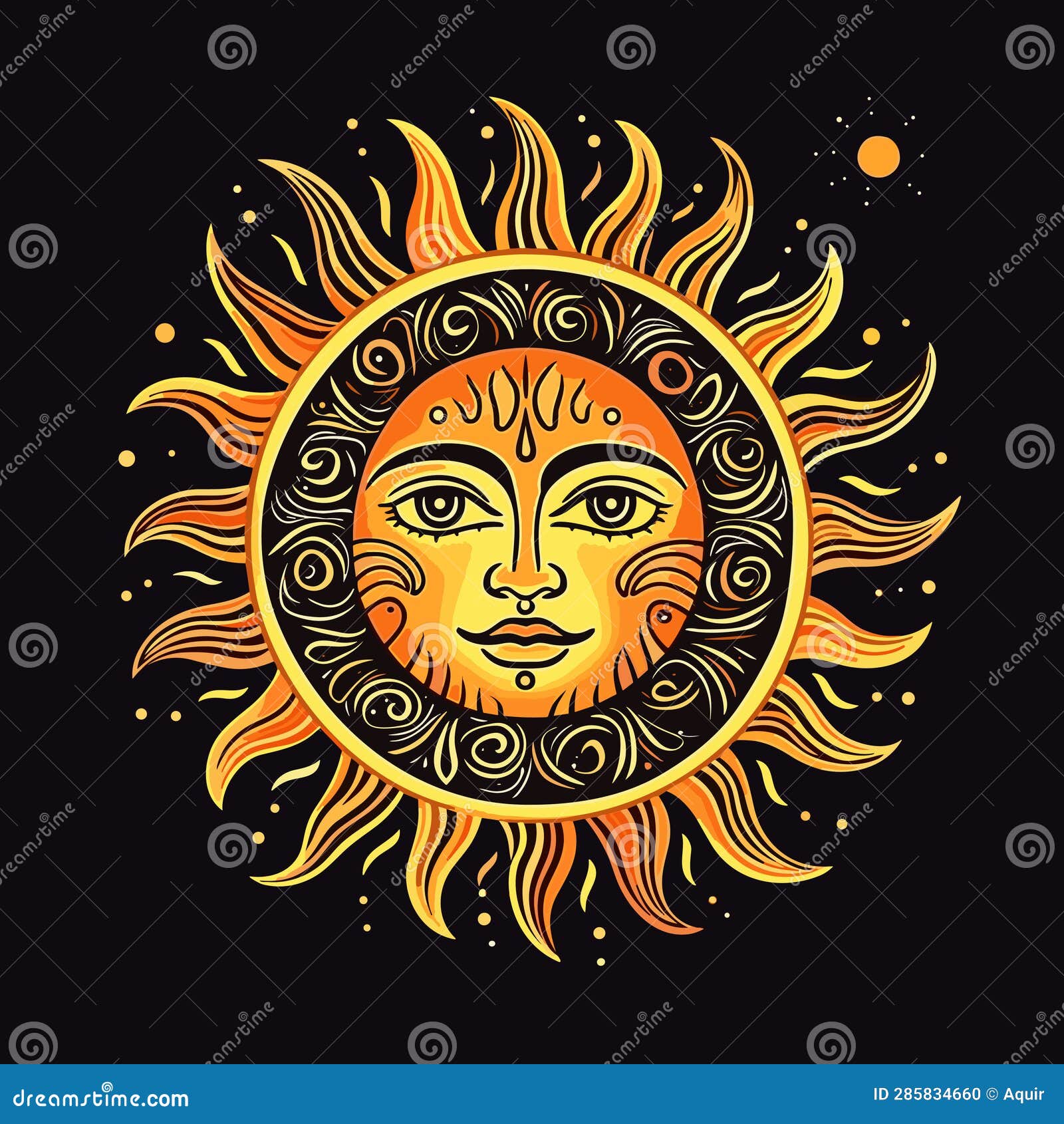 Sun Hand-drawn Comic Illustration. Sun. Vector Doodle Style Cartoon ...