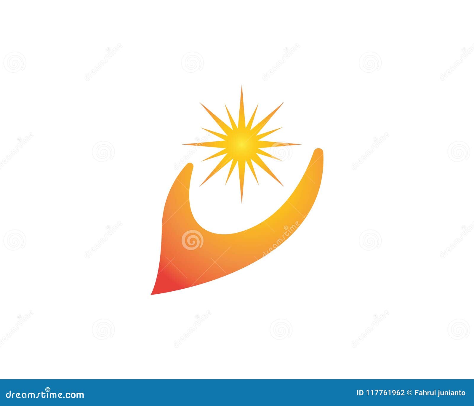 Sun in hand logo design stock vector. Illustration of holiday - 117761962