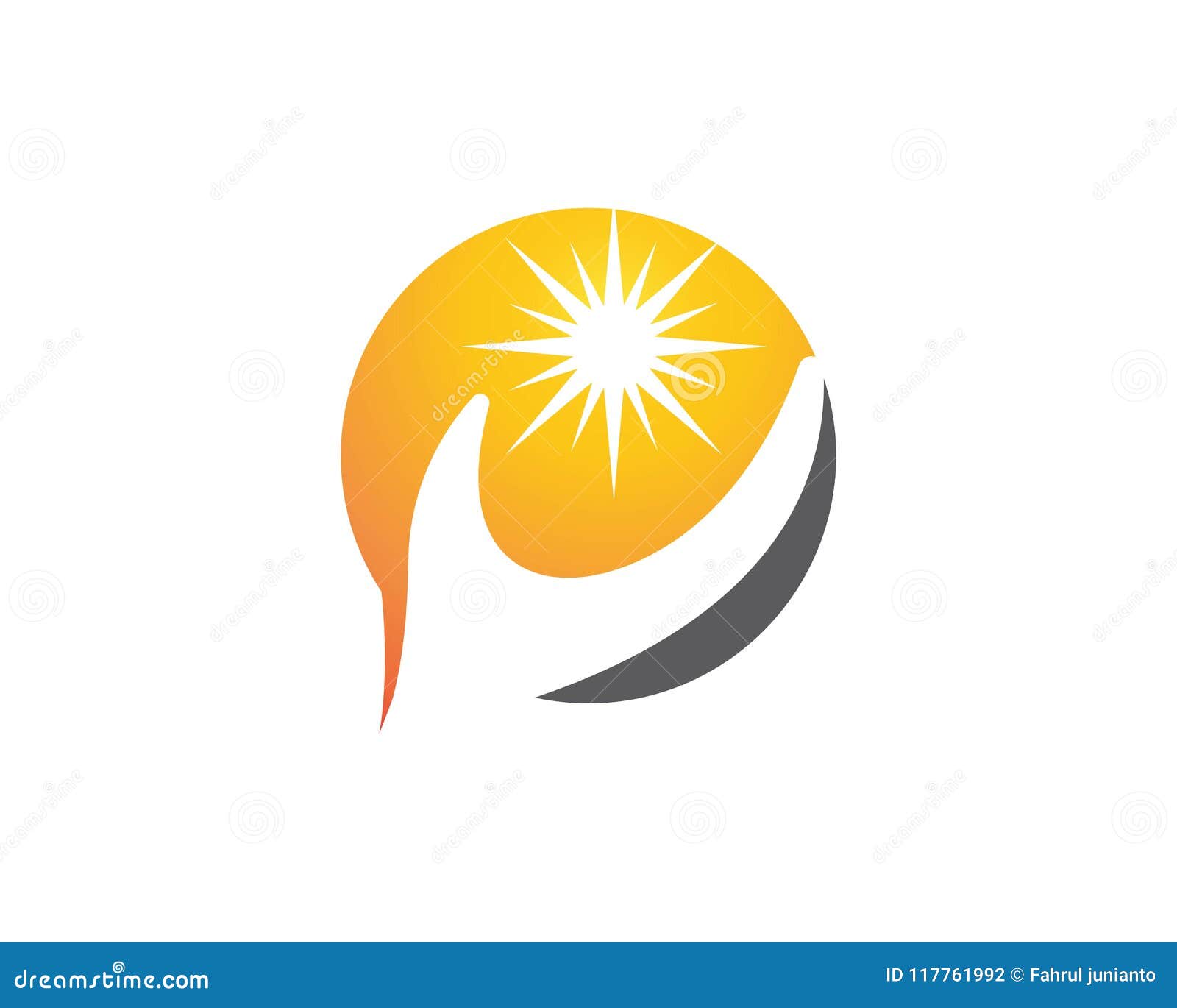 Sun in hand logo design stock vector. Illustration of isolated - 117761992
