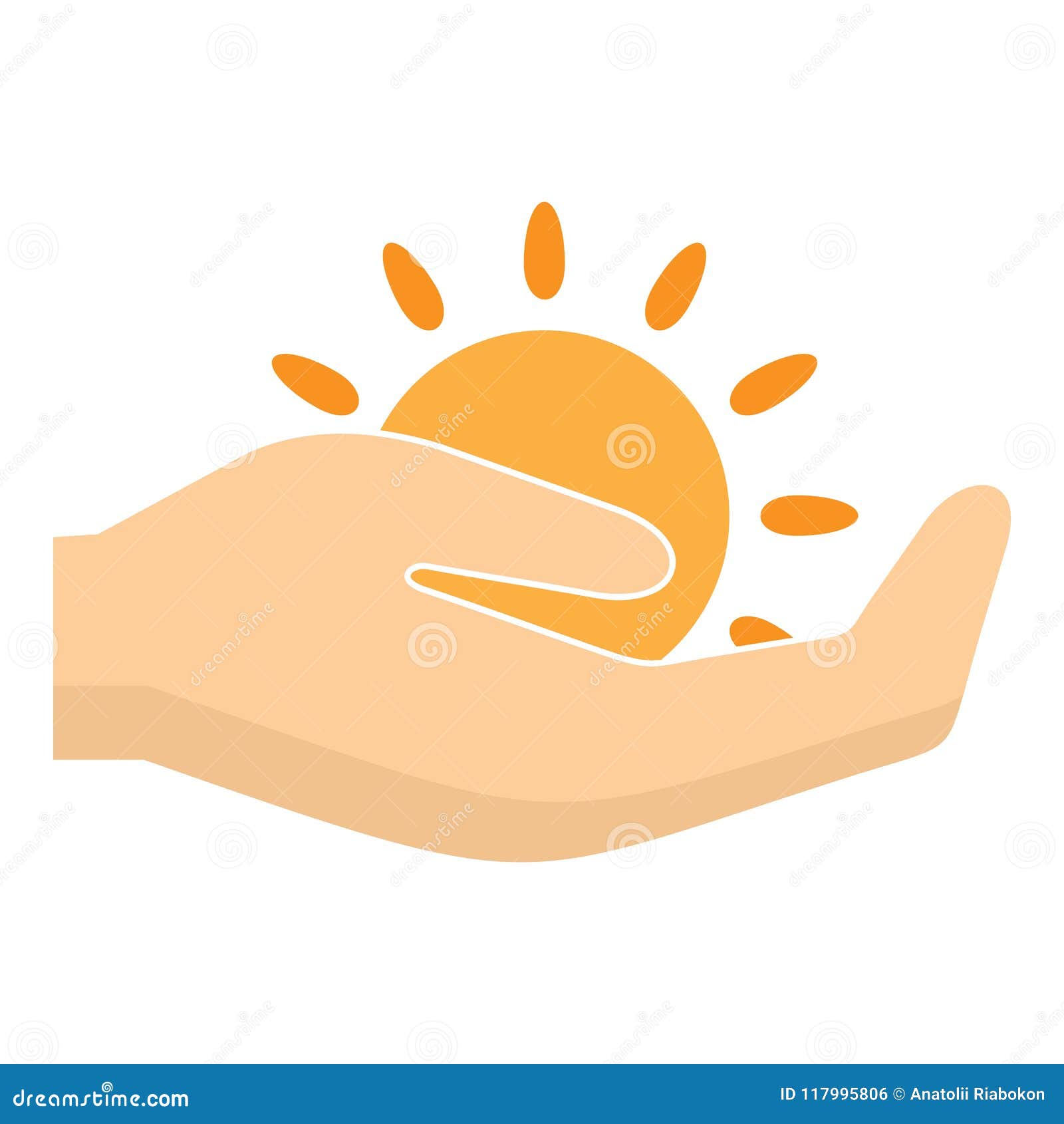 Sun in Hand Logo, Flat Style Stock Vector - Illustration of leaf ...