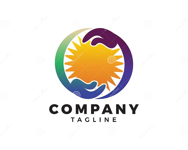 Sun with Hand Logo Template Vector Icon Stock Vector - Illustration of ...
