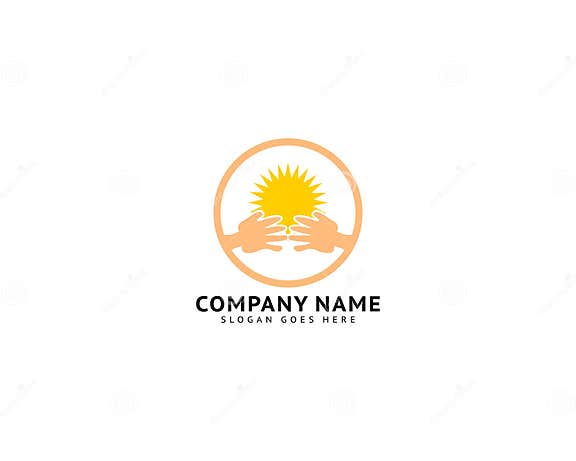 Sun with Hand Logo Template Vector Icon Stock Vector - Illustration of ...