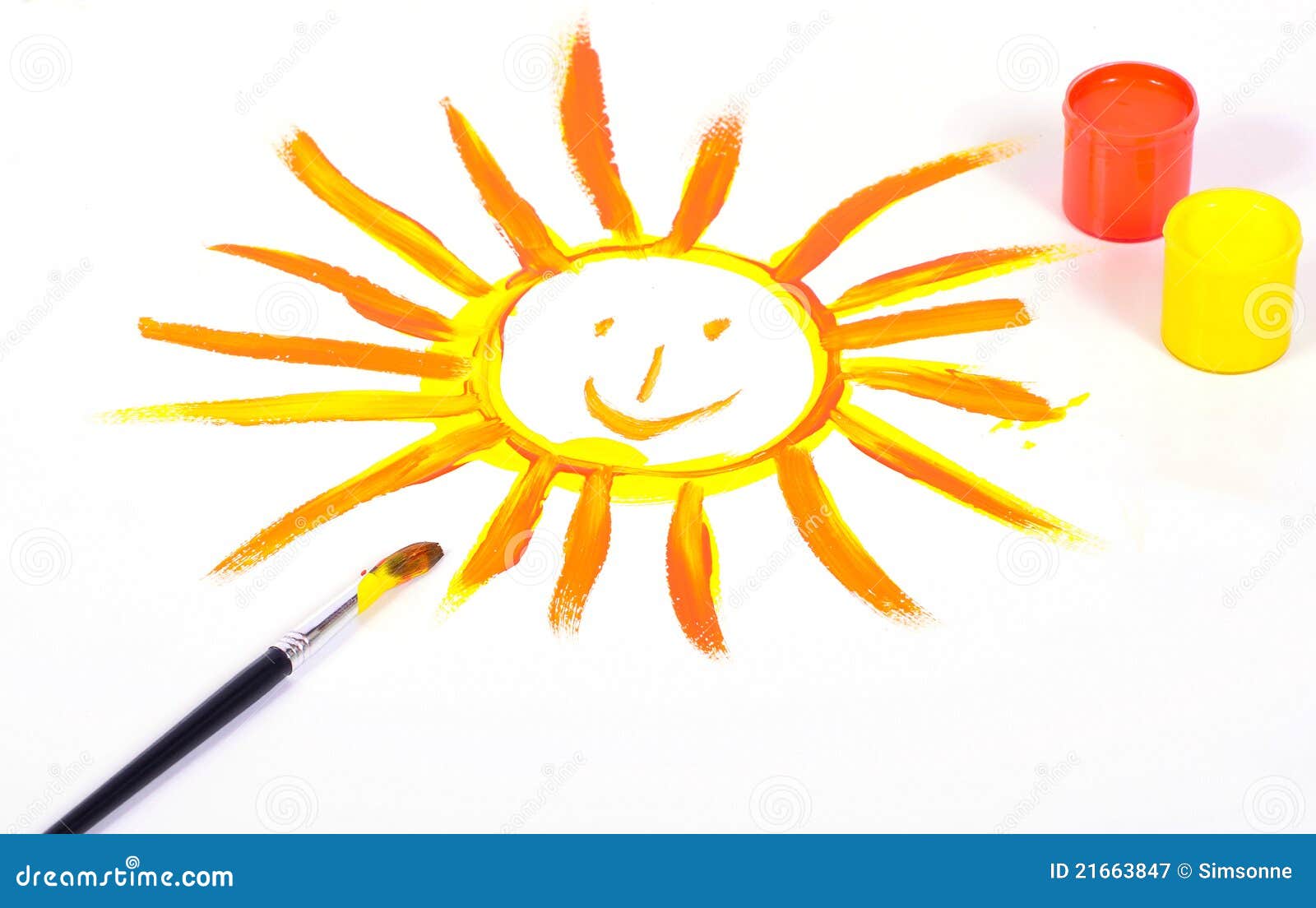 Sun hand painted stock image. Image of yellow, color - 21663847