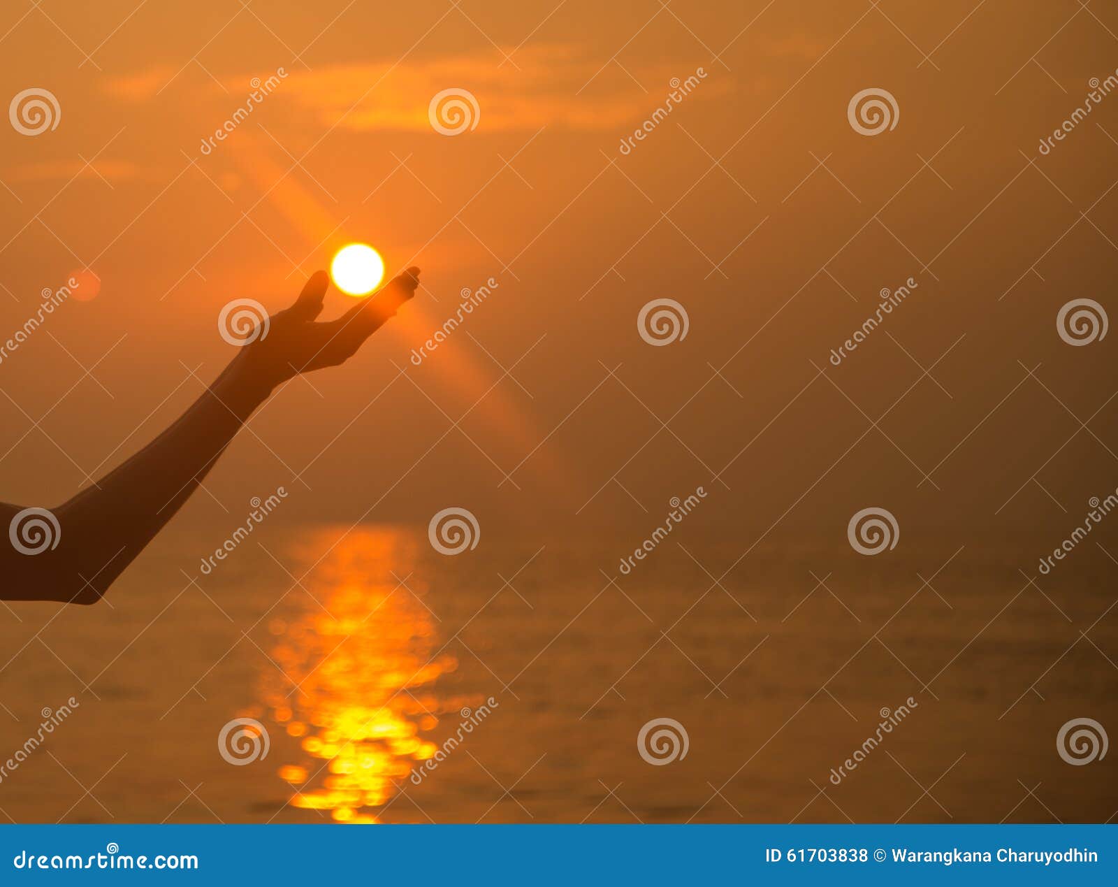 Sun in Hand Sunset Over the Beach Stock Photo - Image of sand, enjoy ...