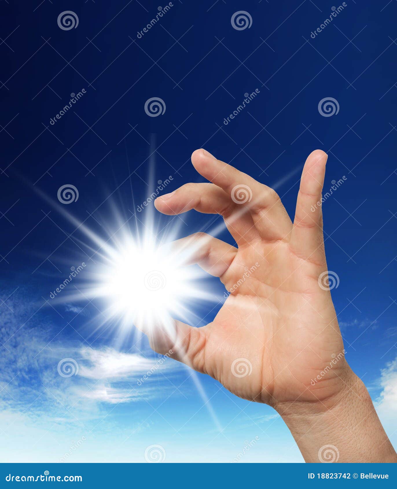 Sun in the hands stock photo. Image of environment, pray - 18823742