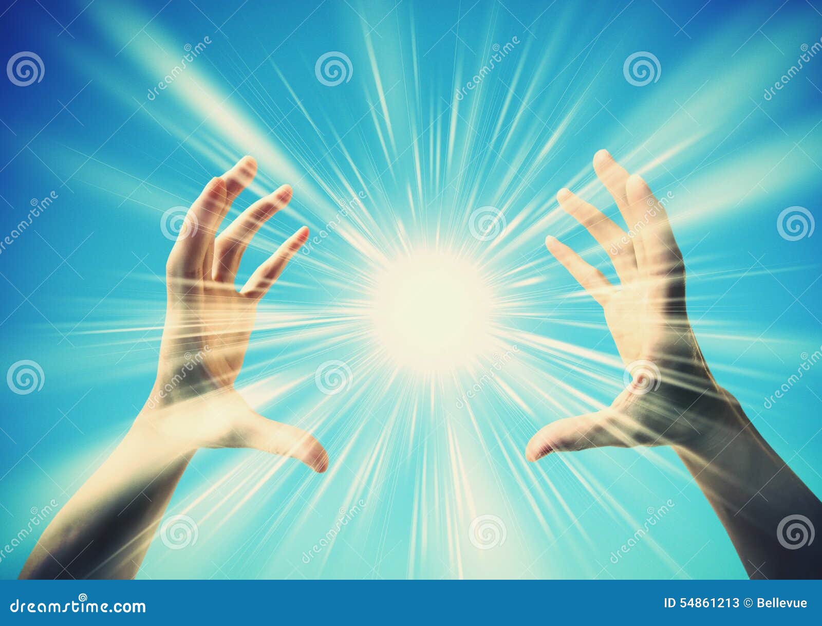 Sun between the hands. stock image. Image of heart, weather - 54861213