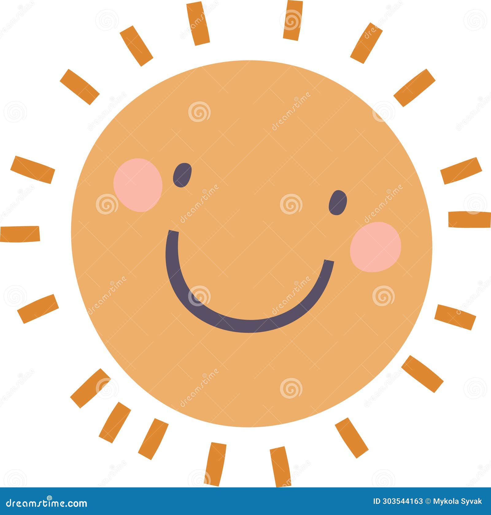 Sun with Happy Face stock illustration. Illustration of icon - 303544163