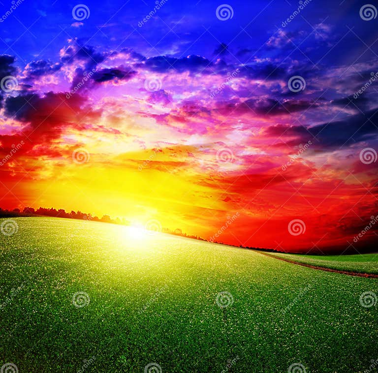 The sun has risen stock image. Image of pasture, hill - 18992737