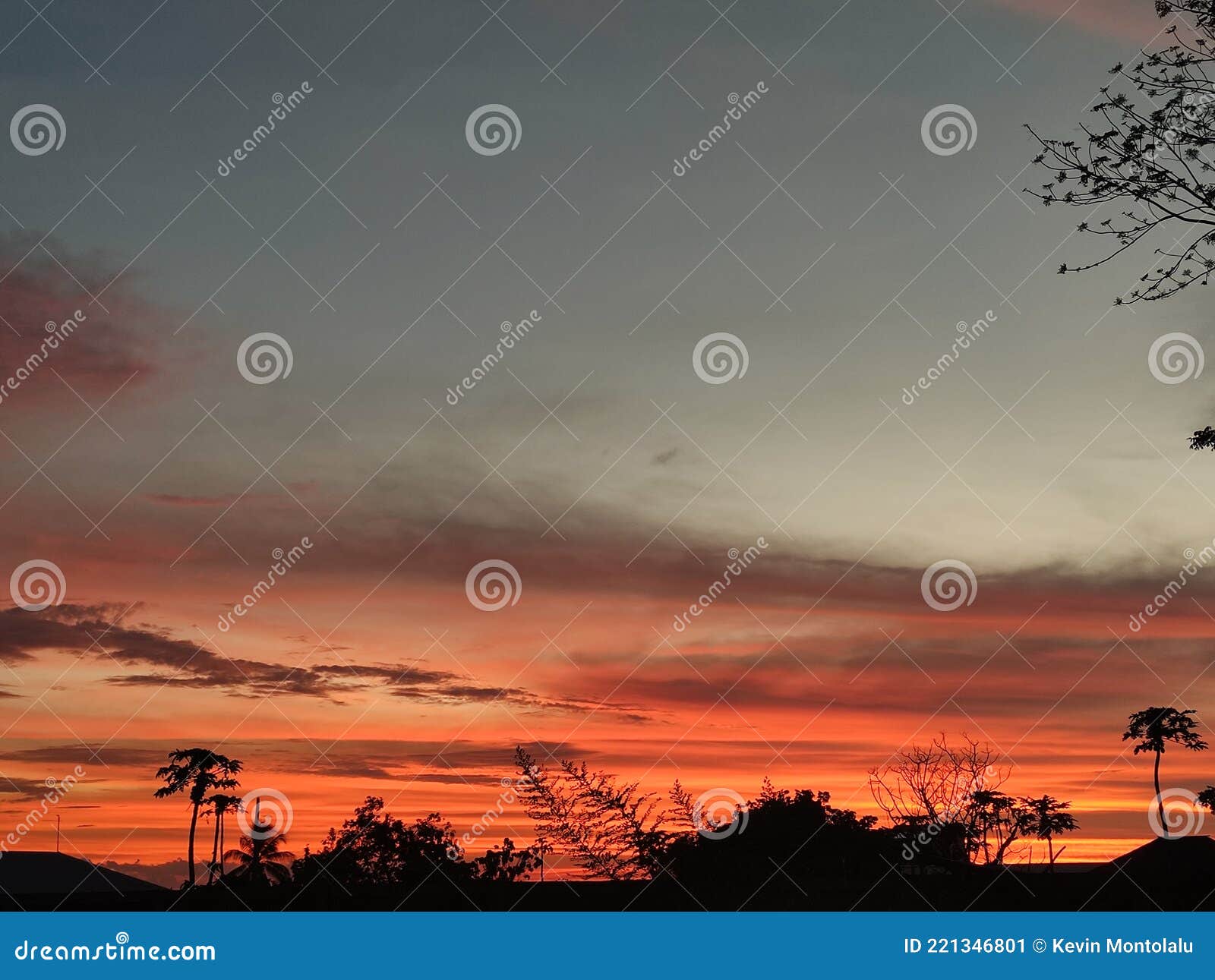 The sun has set stock image. Image of evening, cloud - 221346801
