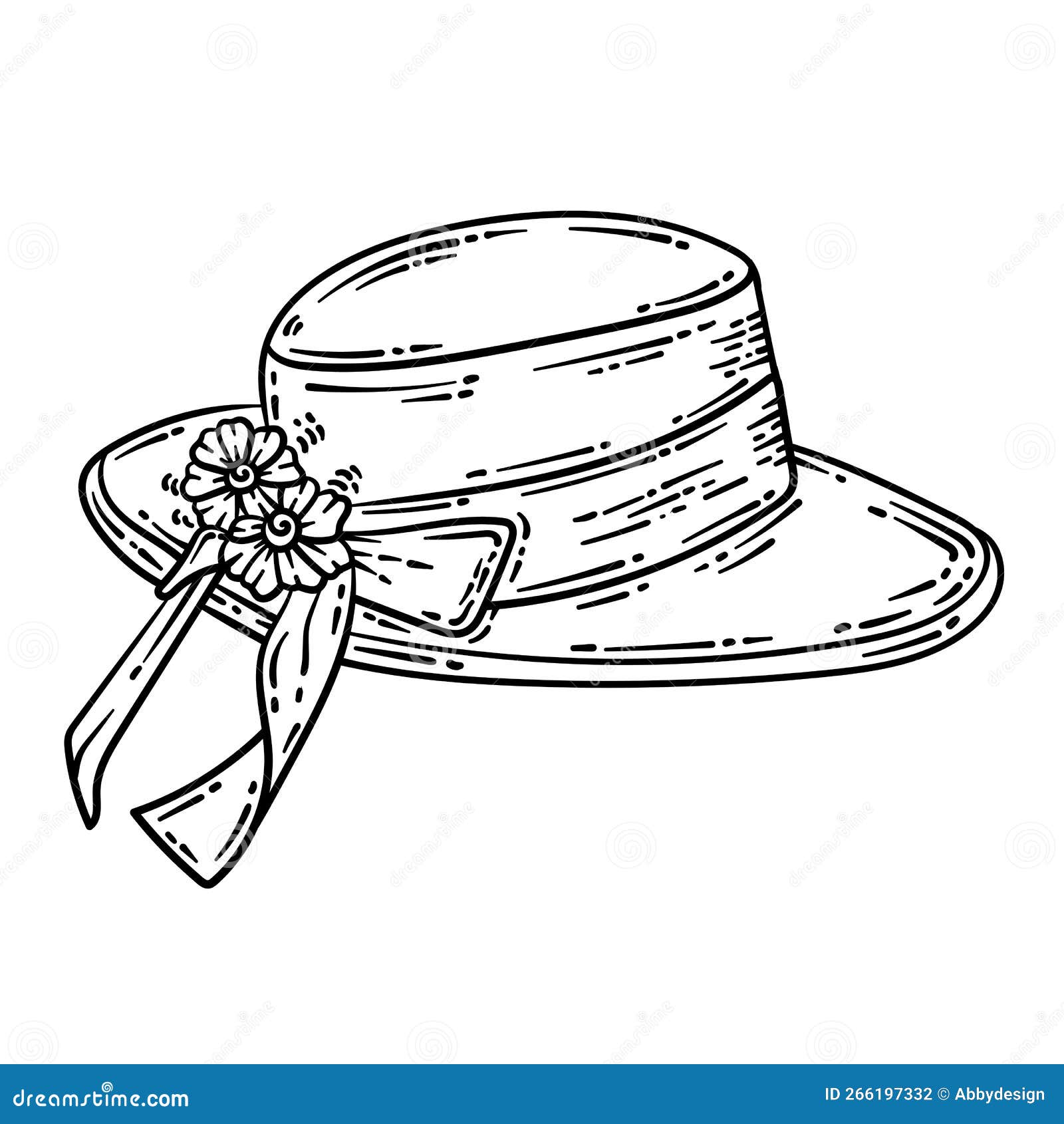 Sun Hat Spring Coloring Page for Adults Stock Vector - Illustration of ...