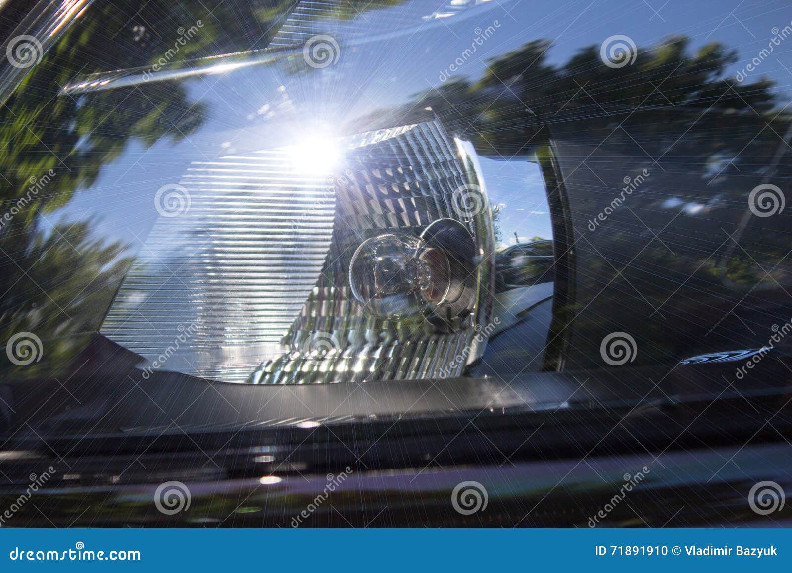 Sun on headlights stock photo. Image of street, fast - 71891910