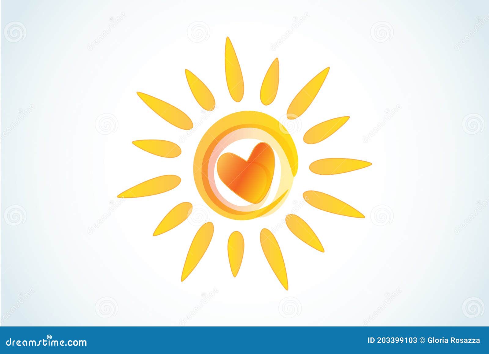 Sun with Heart Logo Vector Image Stock Vector - Illustration of flower ...