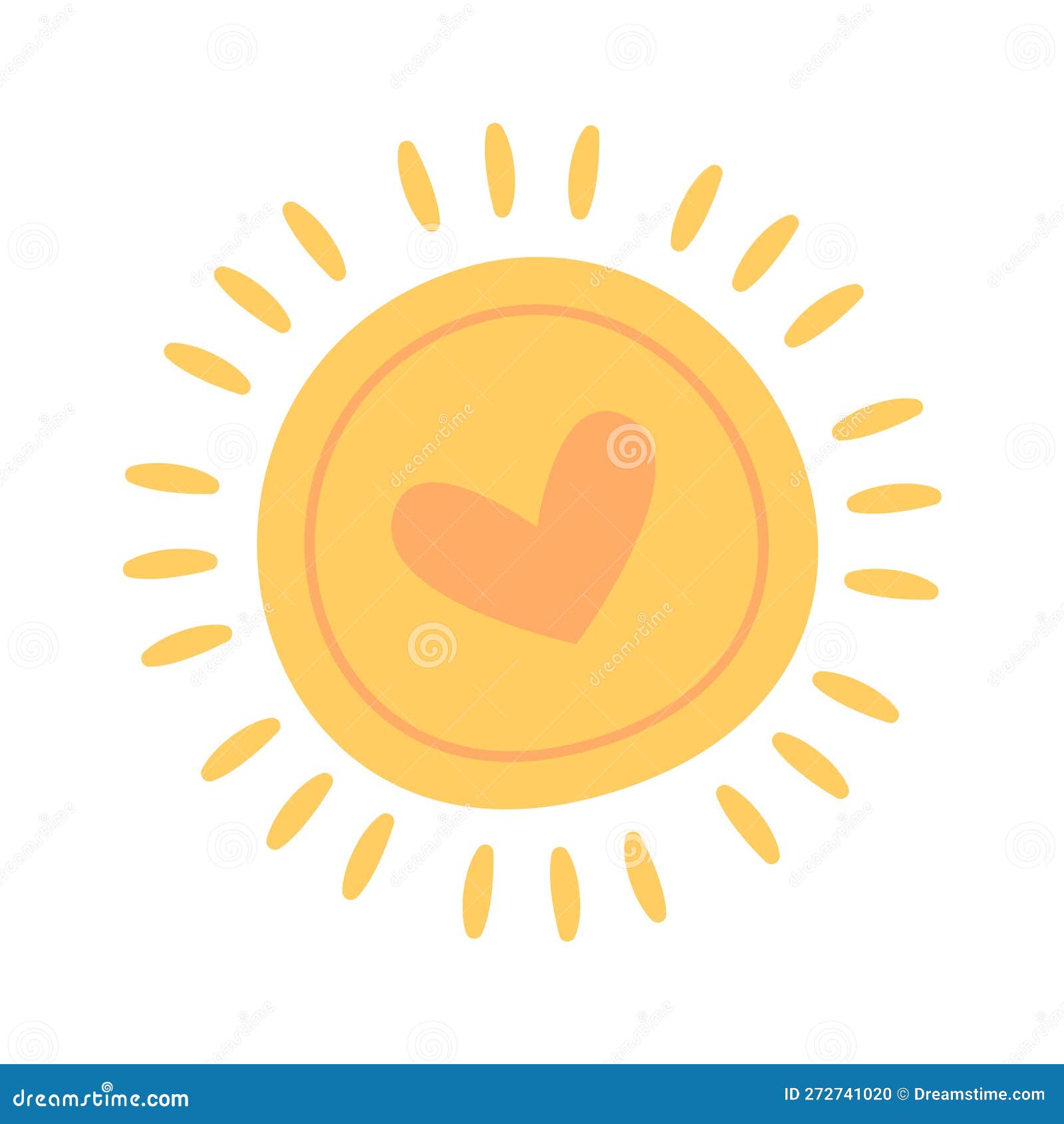 Sun with heart stock vector. Illustration of silhouette - 272741020