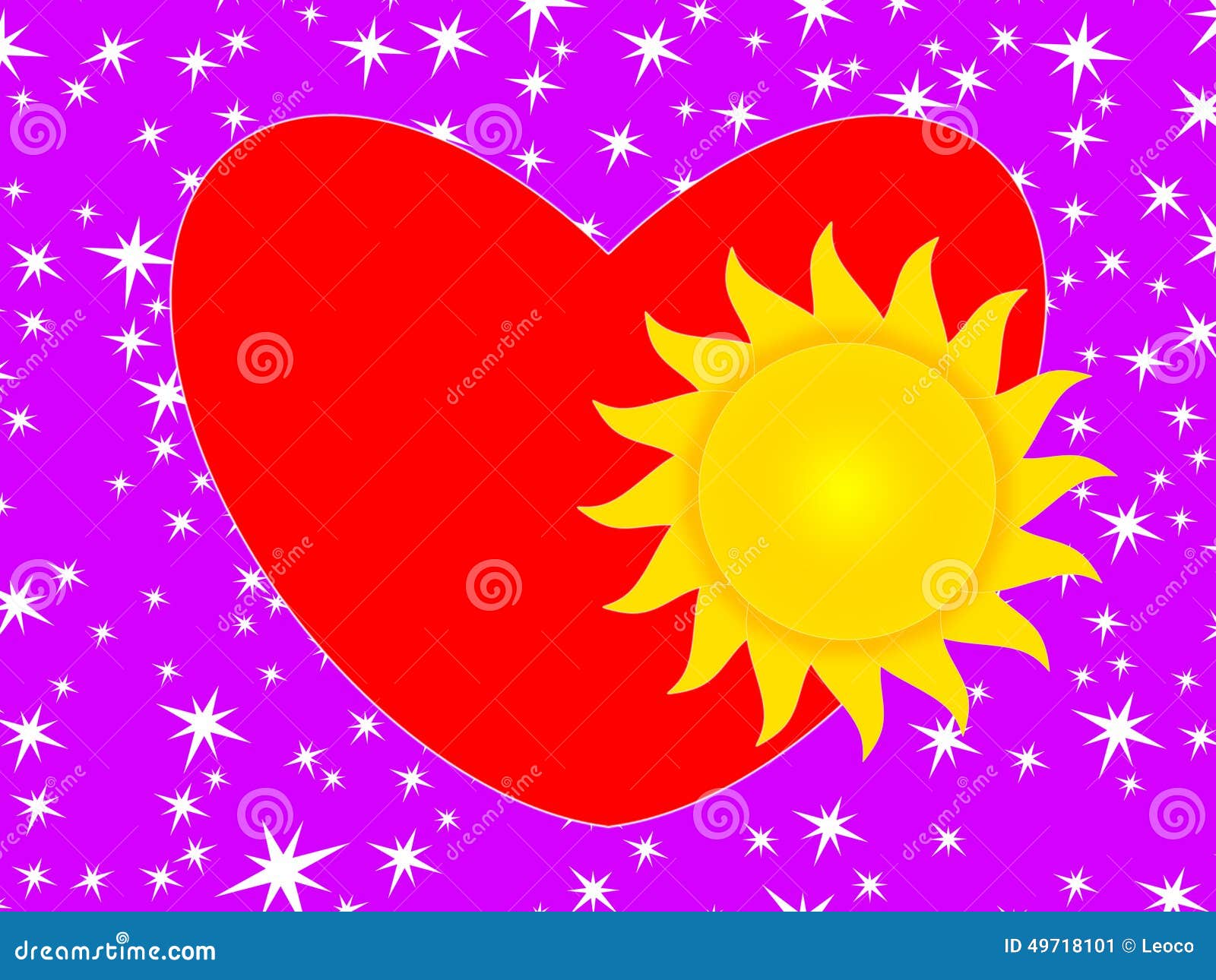 Sun and heart stock illustration. Illustration of star - 49718101