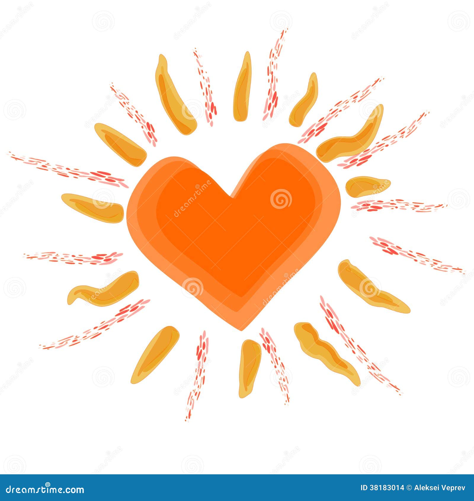 Sun with heart, vector stock vector. Illustration of solar - 38183014
