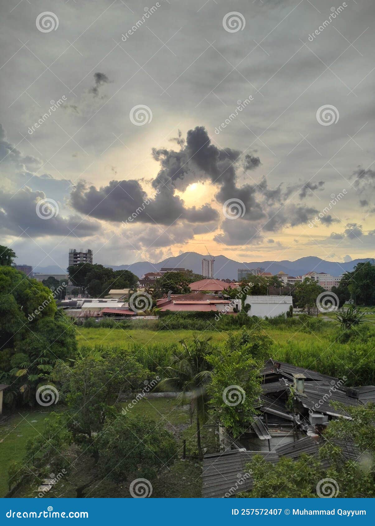 The Sun Hide Behind the Cloud in Evening Stock Image - Image of cloud ...