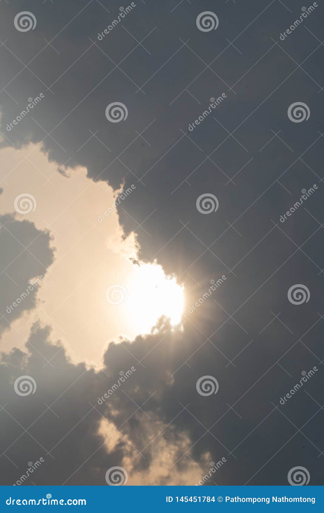 The Sun Hide Behind Grey Cloud Stock Photo - Image of nature, light ...