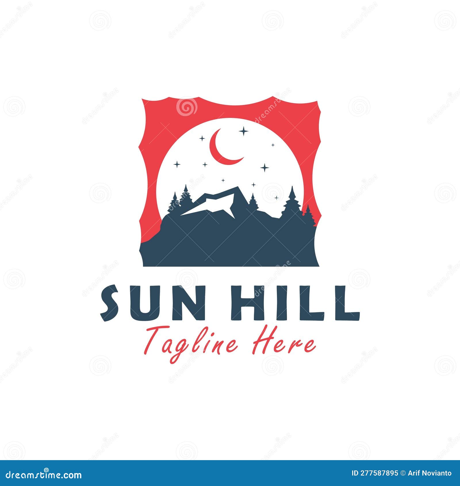 Sun Hill Vector Illustration Logo Design Stock Vector - Illustration of ...