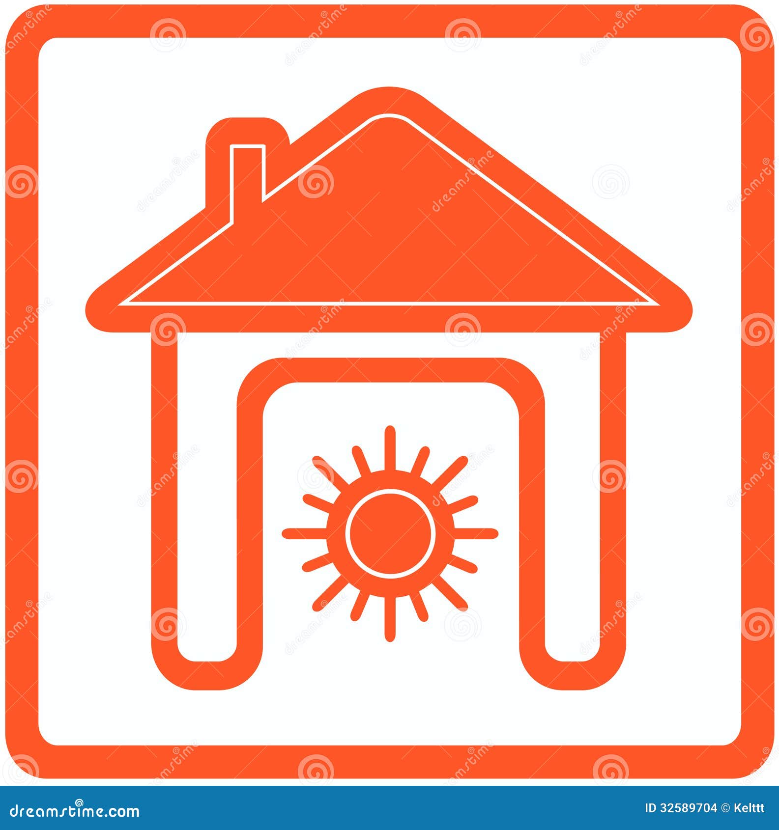 Sun in Home - Heating in House Symbol Stock Vector - Illustration of ...