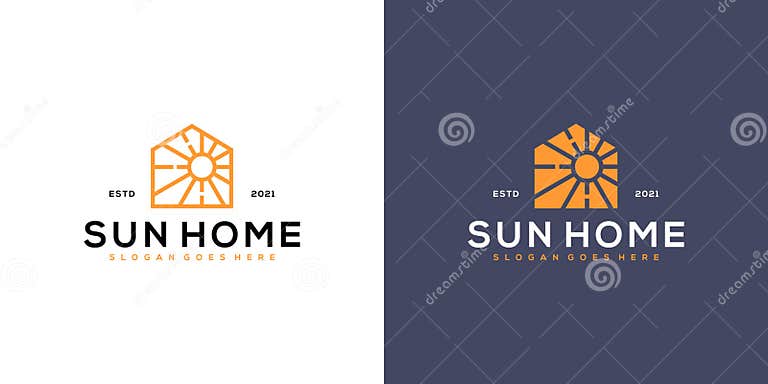Sun Homes Logo Vector Design Line Stock Vector - Illustration of light ...