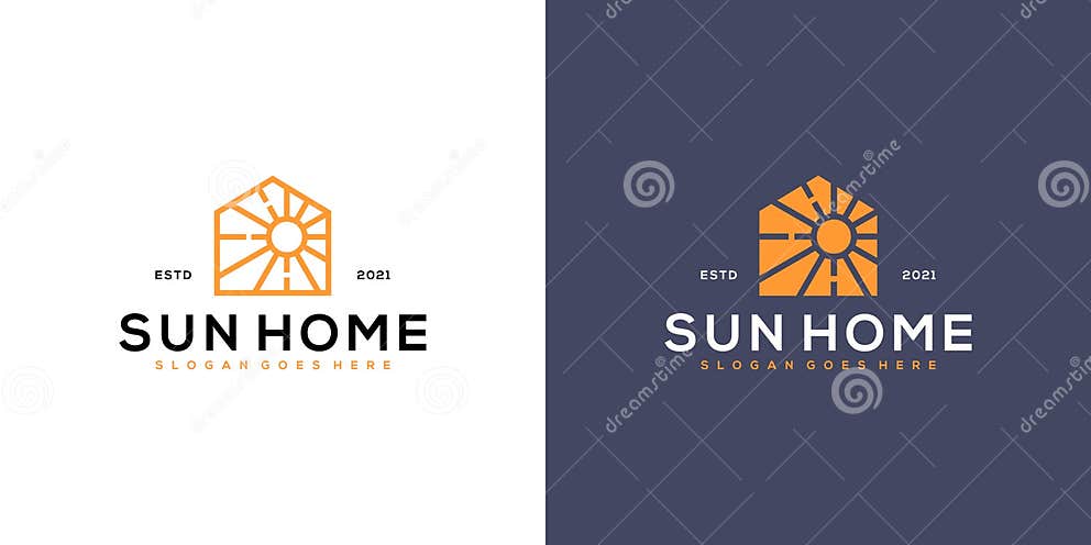 Sun Homes Logo Vector Design Line Stock Vector - Illustration of light ...