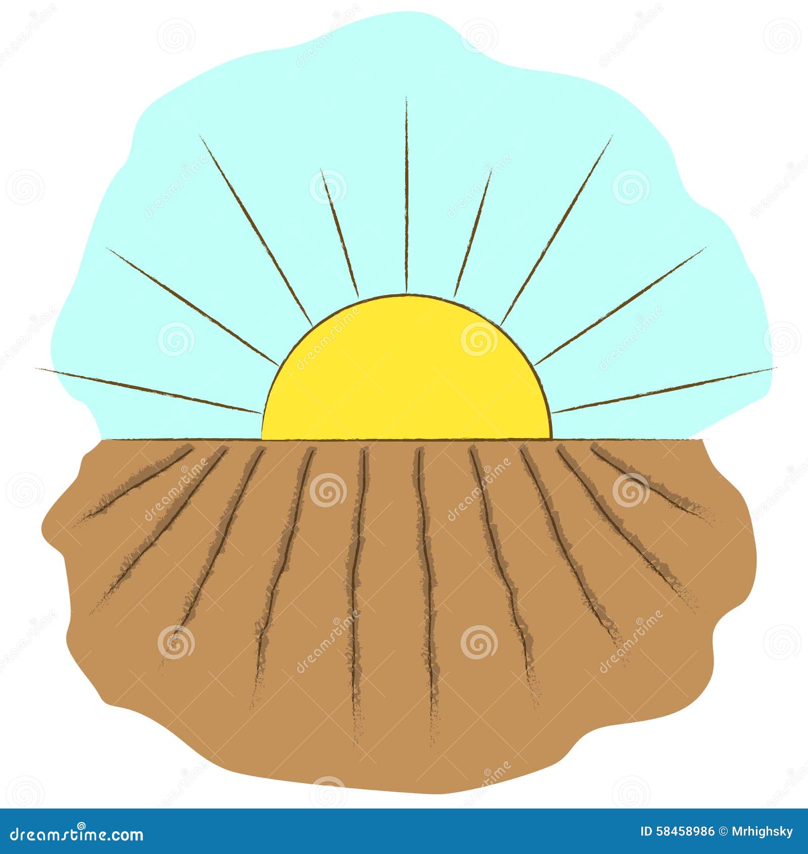 Sun at the Horizon Sketch Illustration Stock Vector - Illustration of ...
