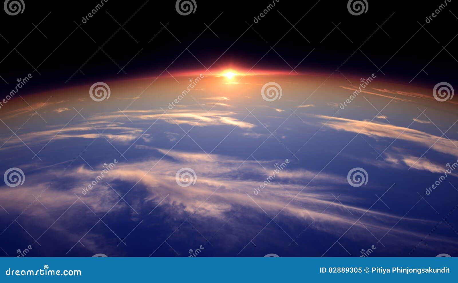 The Sun on the Horizon of the World from the Perspective of Space Stock ...