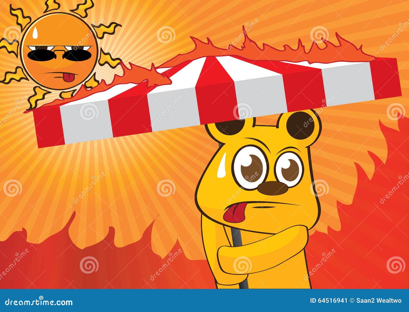 Sun-hot stock vector. Illustration of sultry, cartoon - 64516941