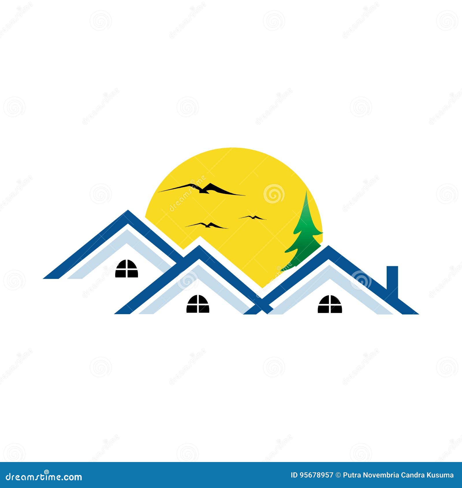 Sun House Home Icon Logo Design Element Stock Vector - Illustration of ...