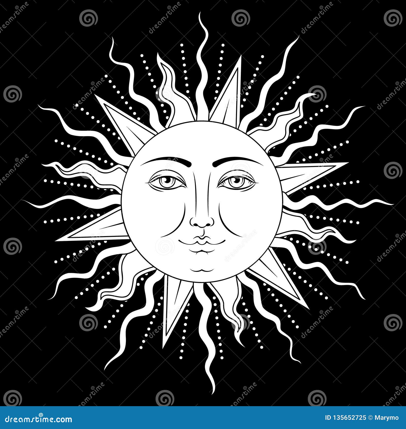 Sun with Human Face Symbol. Vector Illustration. Stock Vector ...