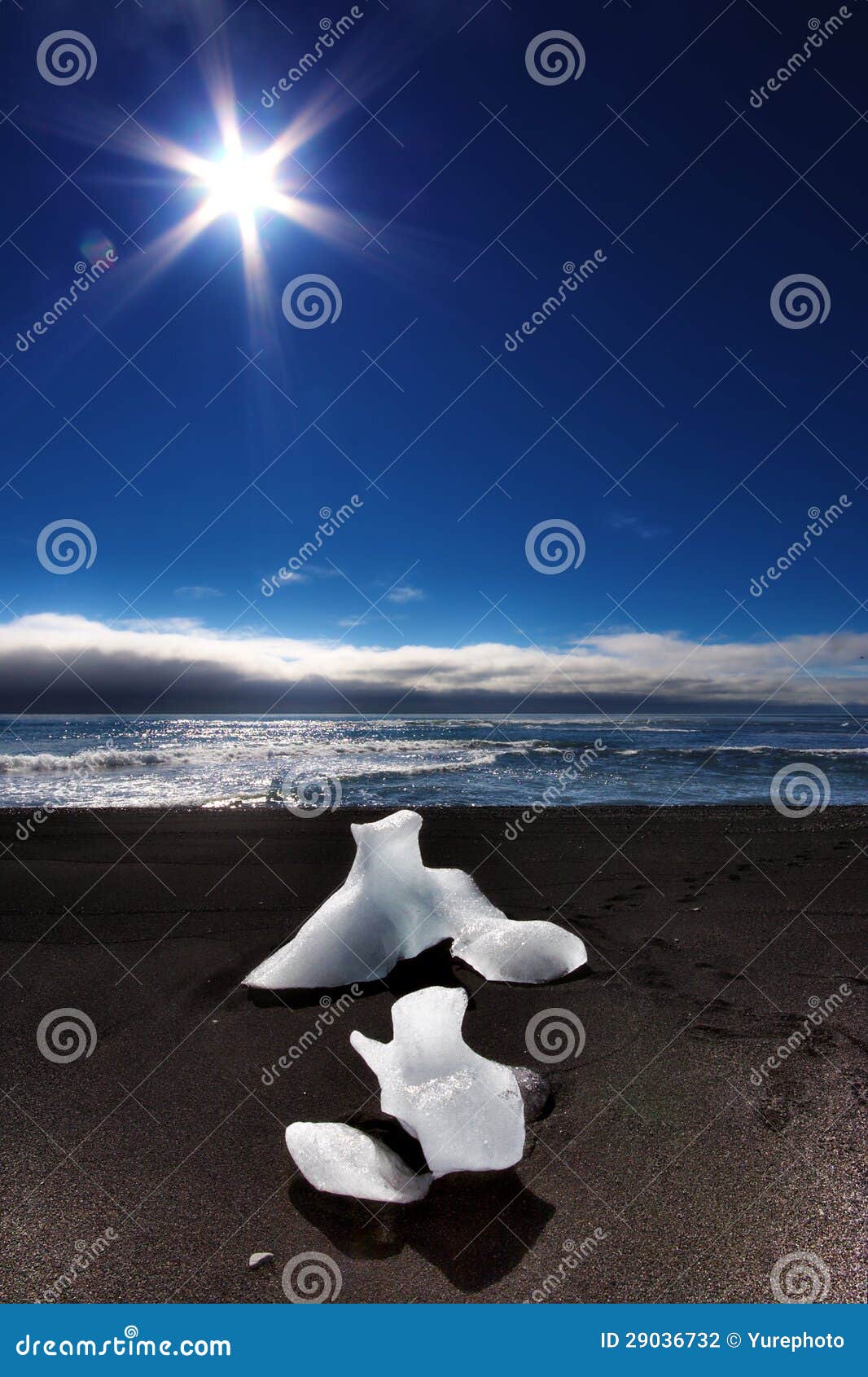 Sun and ice on the beach stock photo. Image of jokulsarlon - 29036732
