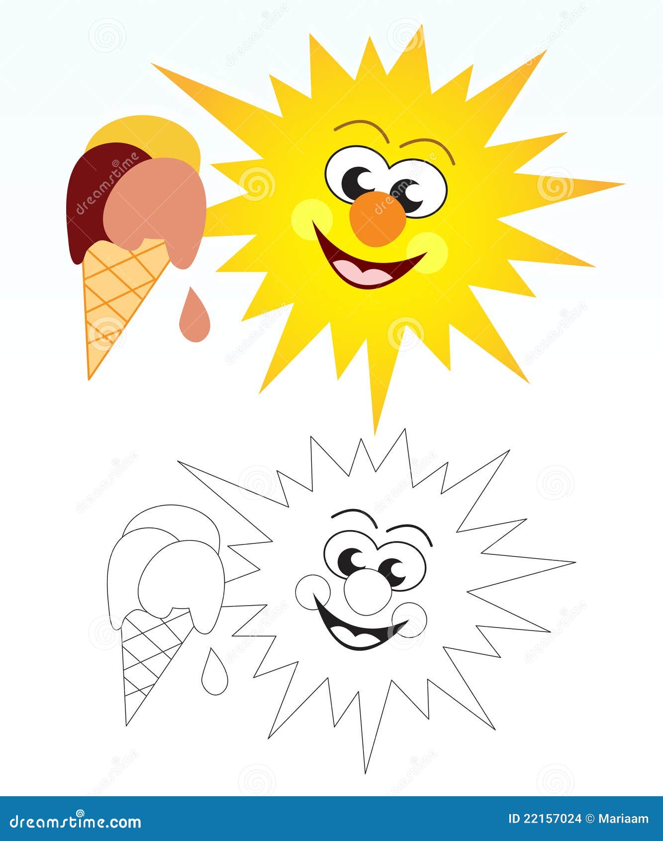 Sun and ice cream stock illustration. Illustration of lovely - 22157024