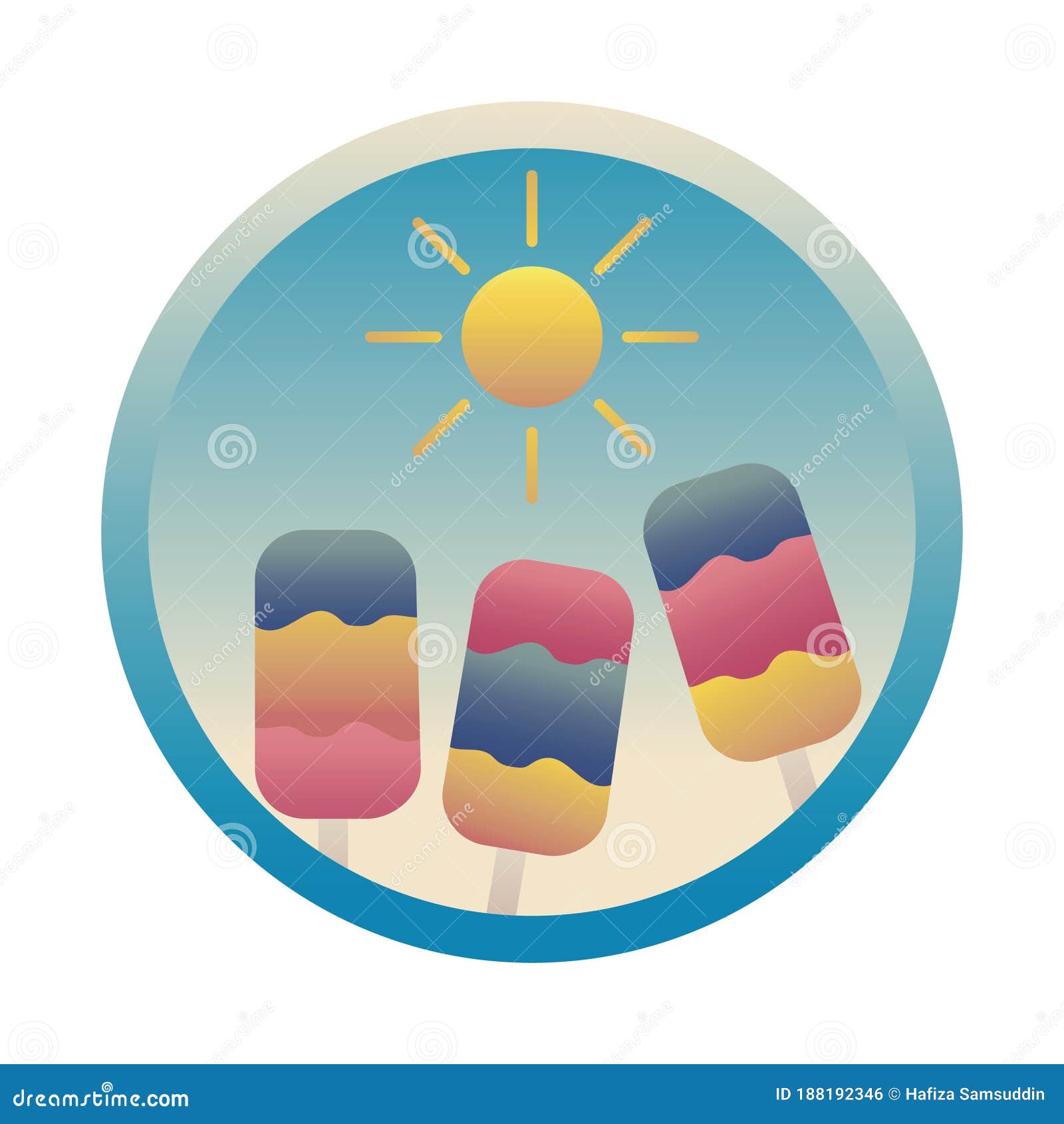 Sun with Ice Cream Stick. Vector Illustration Decorative Design Stock ...