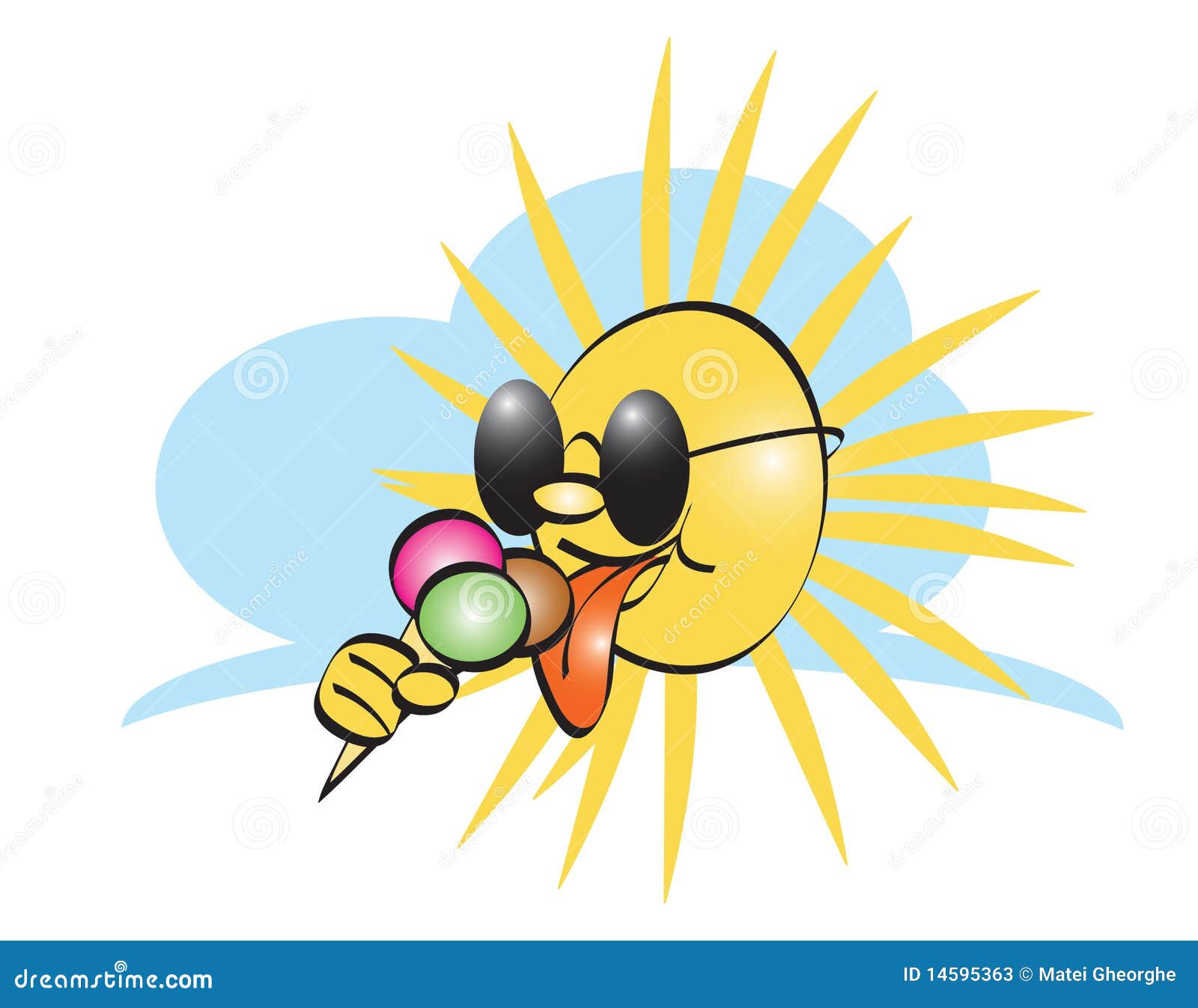 Sun with icecream stock vector. Illustration of smiling - 14595363