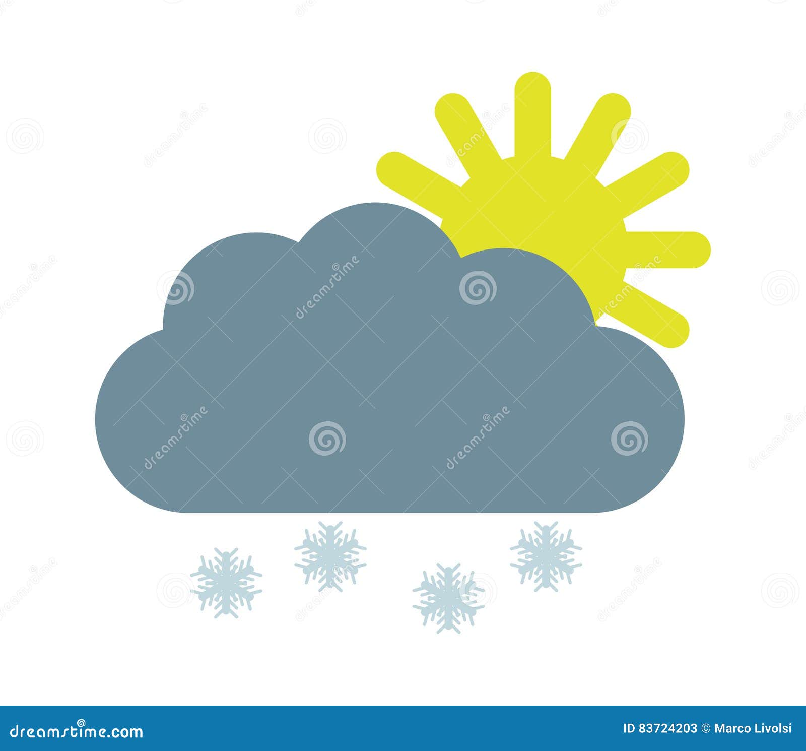 Sun Icon with Clouds and Snow Stock Illustration - Illustration of rain ...